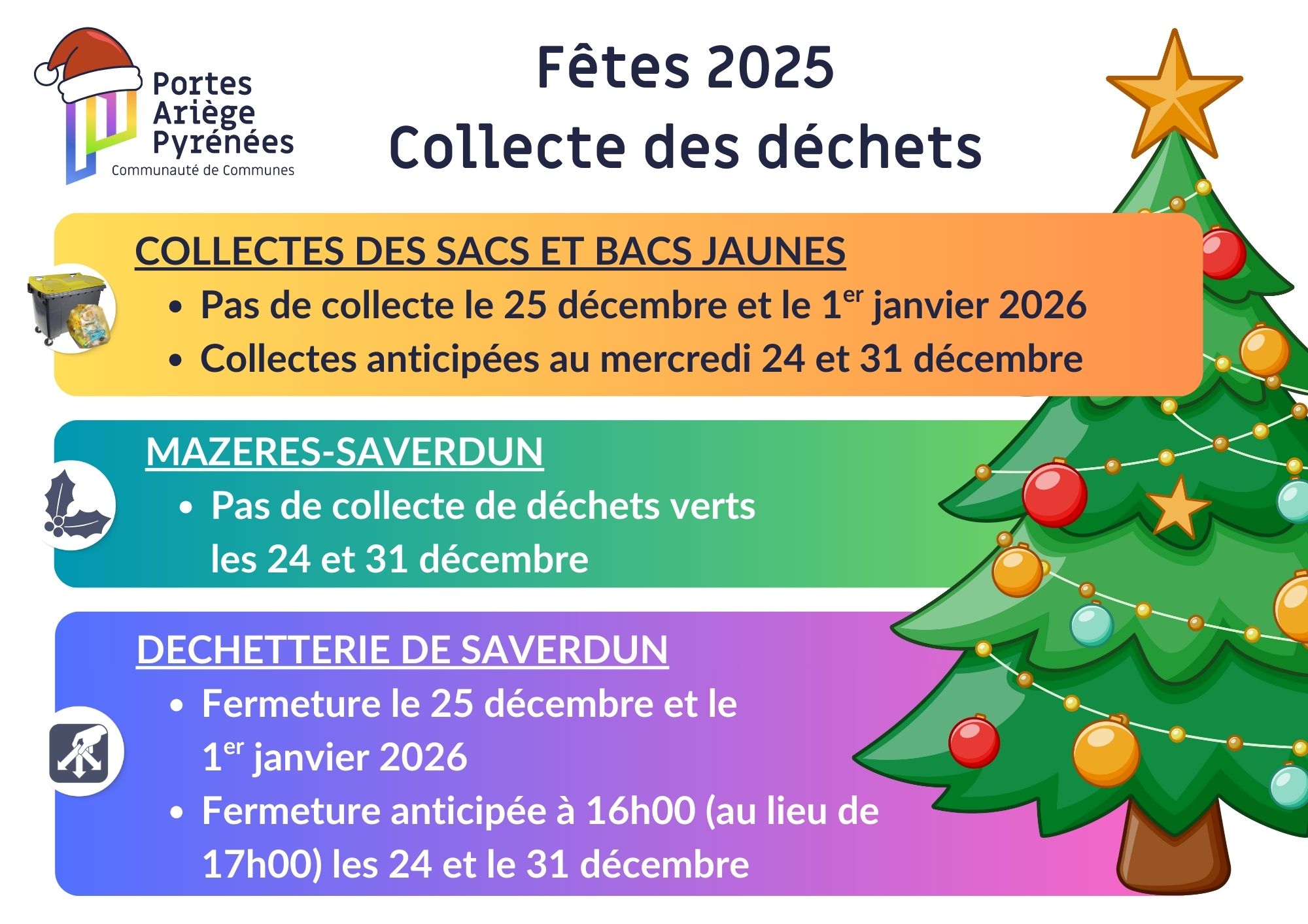 Collecte des déchets : organisation pendant les fêtes de fin d’année ...